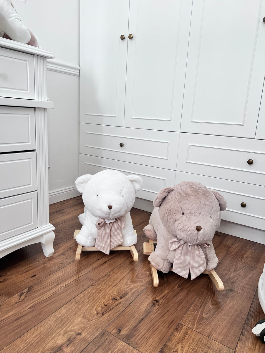 Teddy bear Rocker - white & gray – Flybyfly us